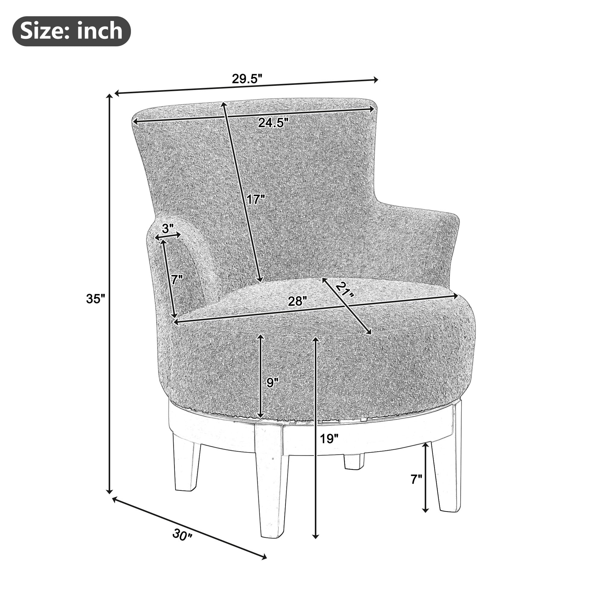 TARTOP 360 Degree Swivel Wingback Accent Chair Elegant Upholstered Seating Durable Rubberwood Legs for Any Space, Beige