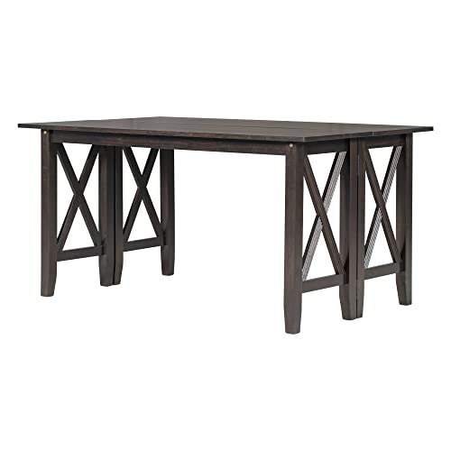 KoiHome Rustic, Family Solid Wood Space Saving 4 Chairs and Bench with Cushion Room, Distressed Finish, Set of 6 (Espresso), 6-Piece Foldable Dining Table Set