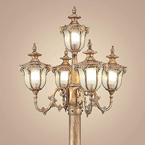 High Pole Street Lamp 5-Lights Outdoor Pillar Post Lantern IP55 Waterproof Rainproof Landscape Lighting Retro Post Light Driveway Pathway Aluminum Column Lamp