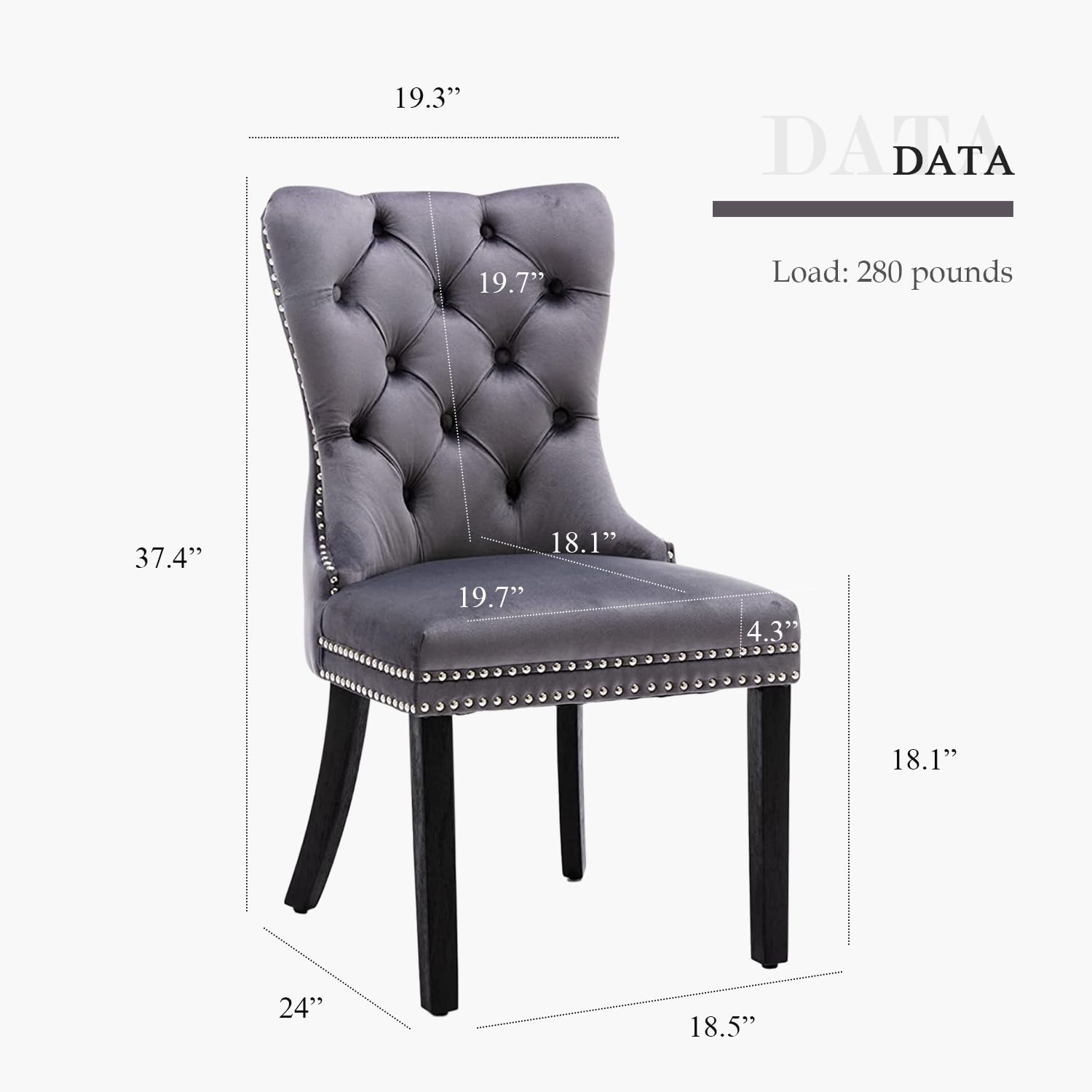 Eifizek Velvet Dining Chairs Set of 6, Tufted Dining Room Chairs with Solid Wood Legs for Kitchen Dining Room (Grey)