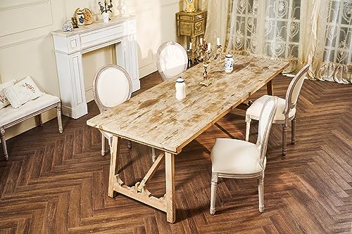 VONLUCE French Country Dining Room Chairs Set of 2, Farmhouse Fabric Chairs with Round Back, Solid Rubberwood Legs, Oval Side Chairs for Kitchen Bedroom Dining Room Beige