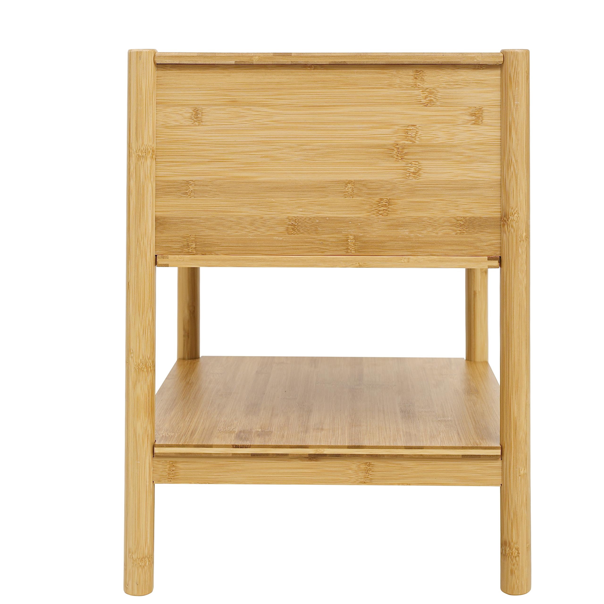 Rattan Nightstand 2 Drawer, Bamboo and Rattan Mid Century Modern Nightstand, Bedside Table Accent End Table Side Table for Bedroom, Living Room (Natural + Bamboo)