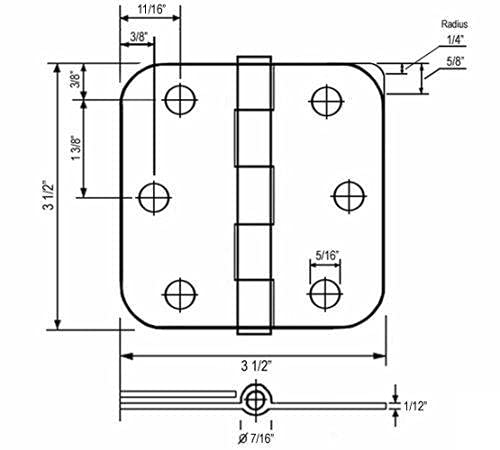 UYSB 60 3.5" w 5/8" Radius Door Hinge Brushed Interior Door-Hinges Door Hinges Door Hinges Kitchen Cabinet Hinges Hinges for Kitchen cabinets Door Hinge Door Cabinet Hinge Hinges Small
