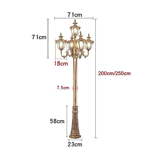 High Pole Street Lamp 5-Lights Outdoor Pillar Post Lantern IP55 Waterproof Rainproof Landscape Lighting Retro Post Light Driveway Pathway Aluminum Column Lamp