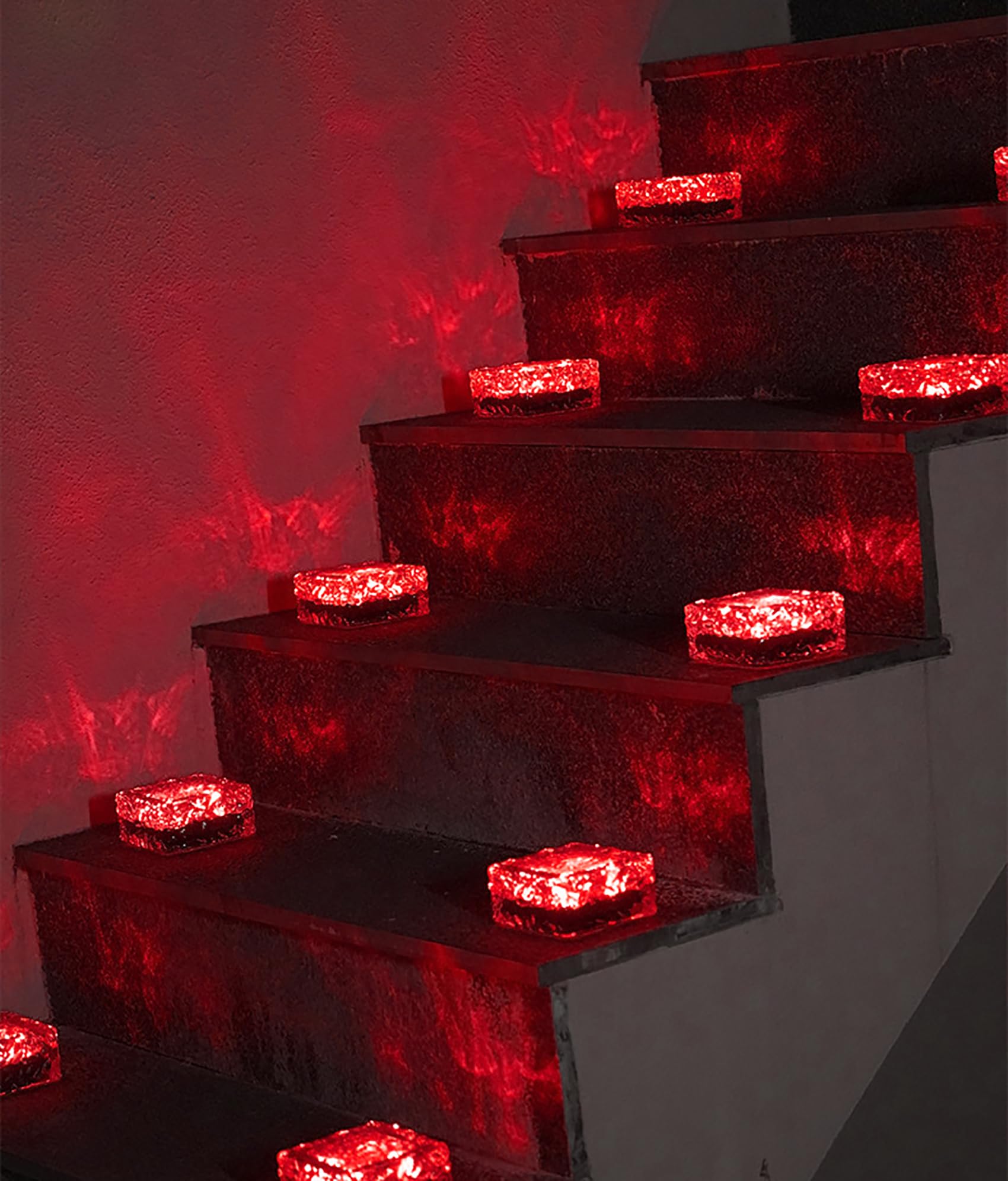 keeda Solar Brick Lights Waterproof Solar Path Ice Cube Lights Outdoor LED Decorative Ice Block Floor Tile Lights for Garden, Pathway, Patio, Walkway (Red, Pack of 1)