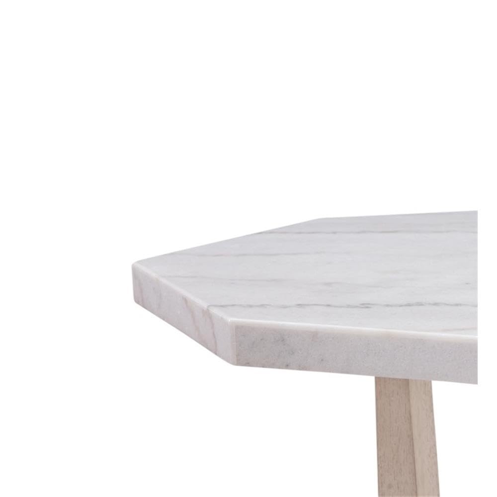 Bassett Mirror Newport Ashe Wood Dining Table with Marble Top in White