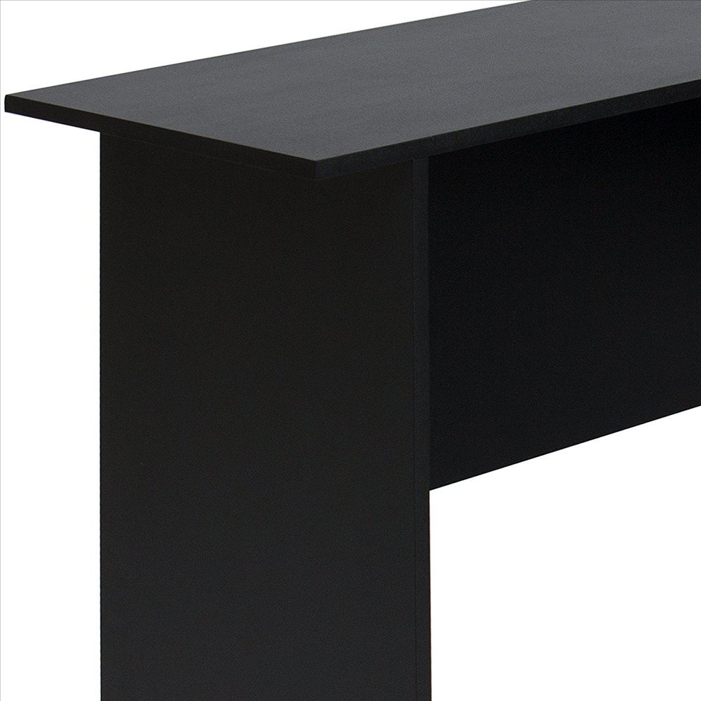 DESIGNSCAPE3D L-Shaped Computer Desk with 2-Tier Shelves, Right-Angle Corner Office Desk Wood - Black