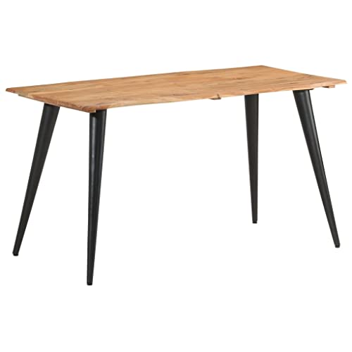 YPWRENH Cocktail Table Farmhouse End Tables Dining Table with Live Edges 55.1"x23.6"x29.5" Solid Acacia Wood for Dining Room, Kitchen or Living Room