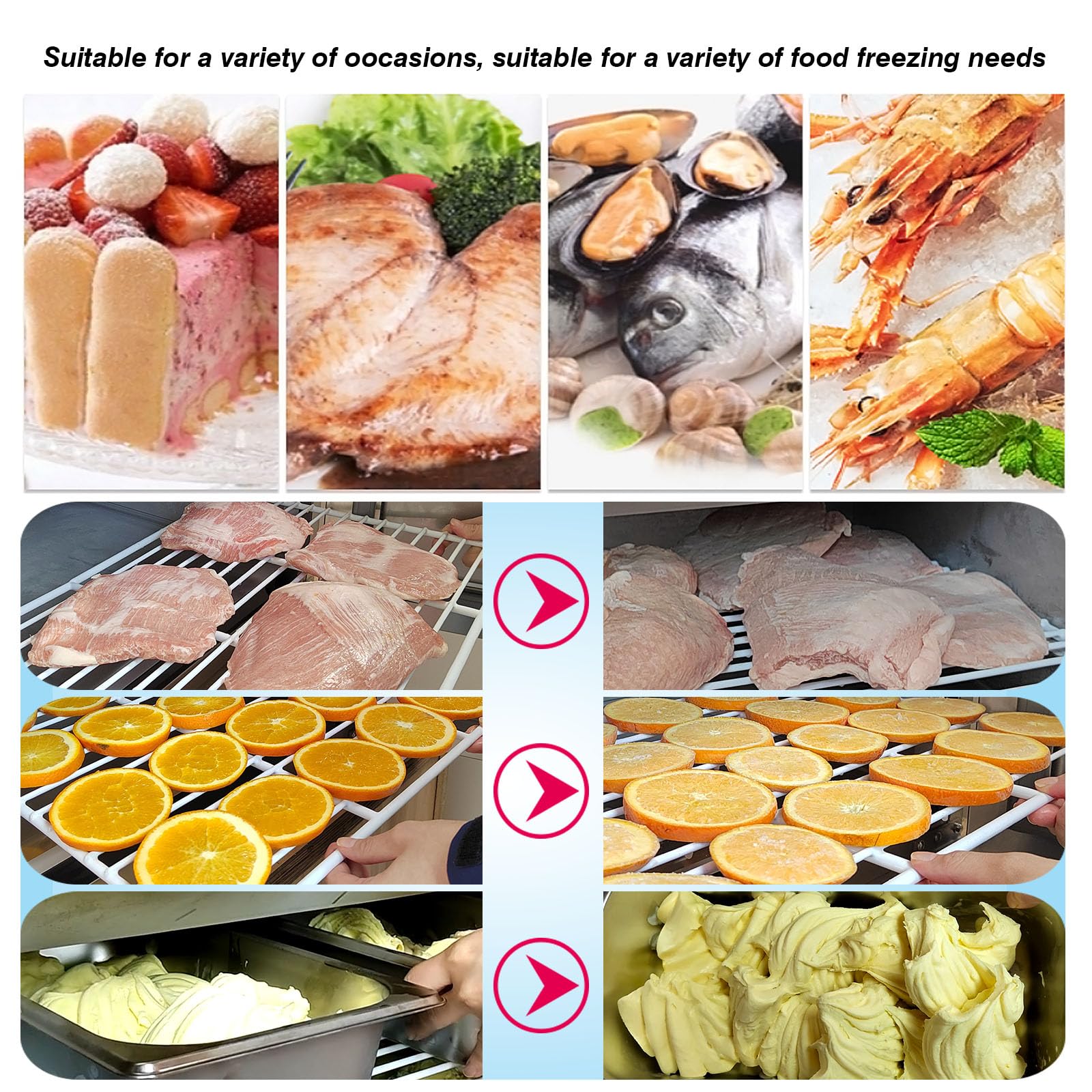 Kolice Commercial 32L Countertop Shock Freezing Blast Chiller & Freezer, Chest Freezer, Blast Freezer, Freezer Cabinets for ice cream, pastry, seafood, desserts, meat-Lowest Temperature -35C(-31°F)