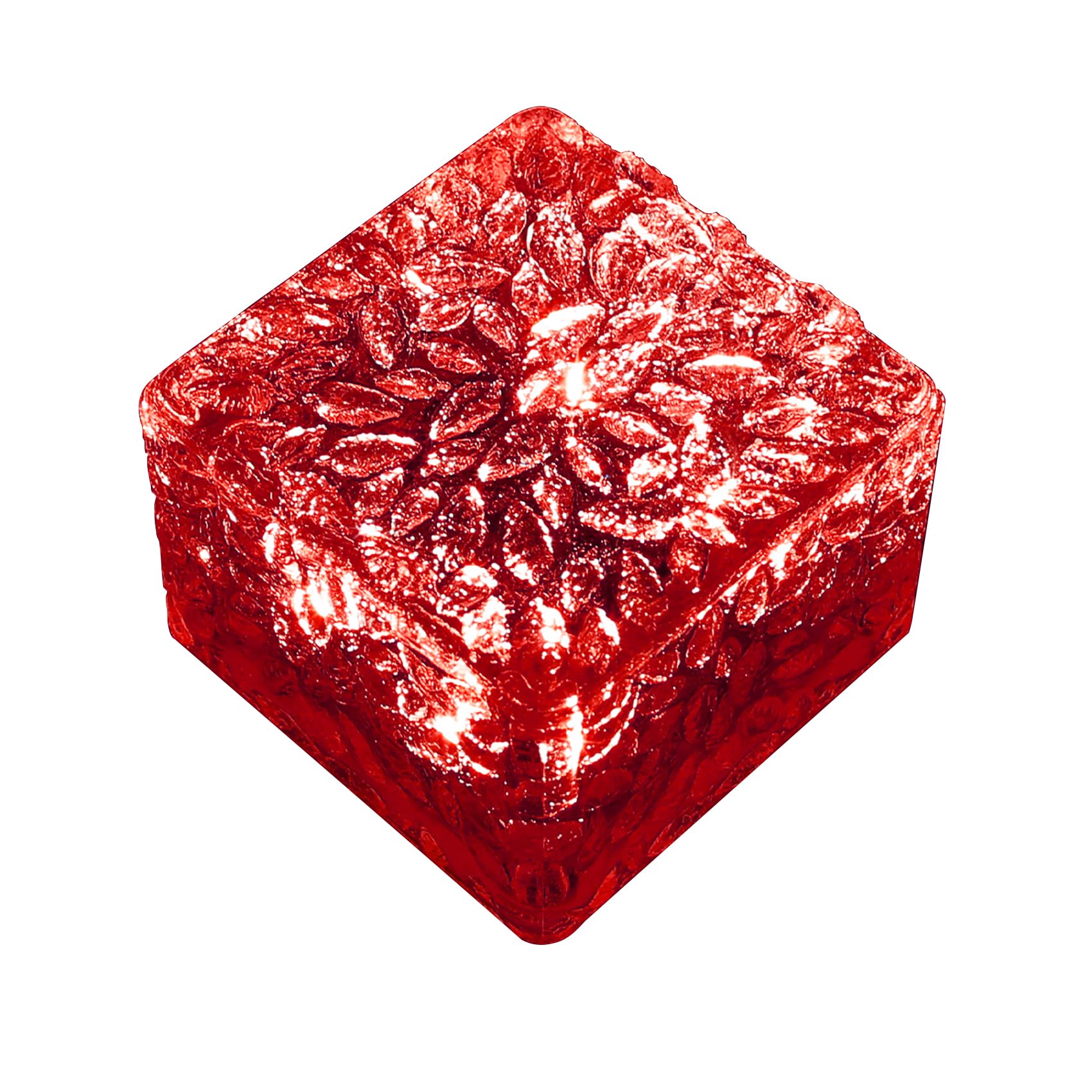 keeda Solar Brick Lights Waterproof Solar Path Ice Cube Lights Outdoor LED Decorative Ice Block Floor Tile Lights for Garden, Pathway, Patio, Walkway (Red, Pack of 1)