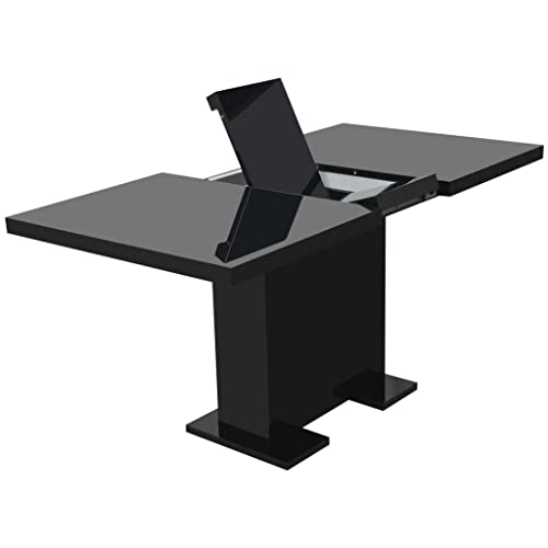WHOPBXGAD Extendable Dining Table,Restaurant Counter, Kitchen Table, Easy to Assemble Suitable for Small Spaces, Flats, Bars, Restaurants,High Gloss Black