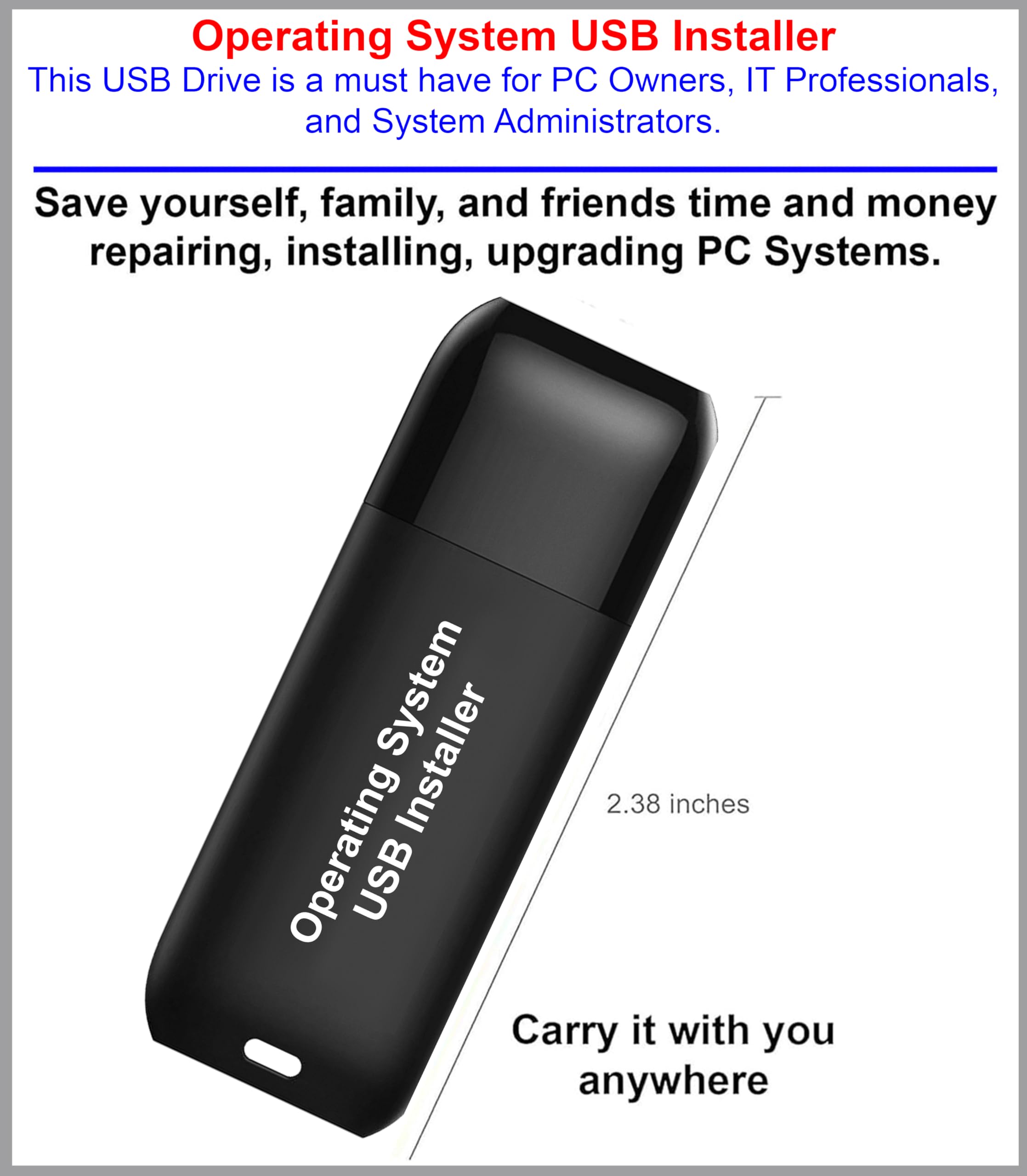 Bootable USB Drive Installer for Windows 7, 8, 10, 11, Linux, Ubuntu, Kali, Tails, Utility Suite w/Password Reset, Data Recovery, Boot Fix, and More. Installer