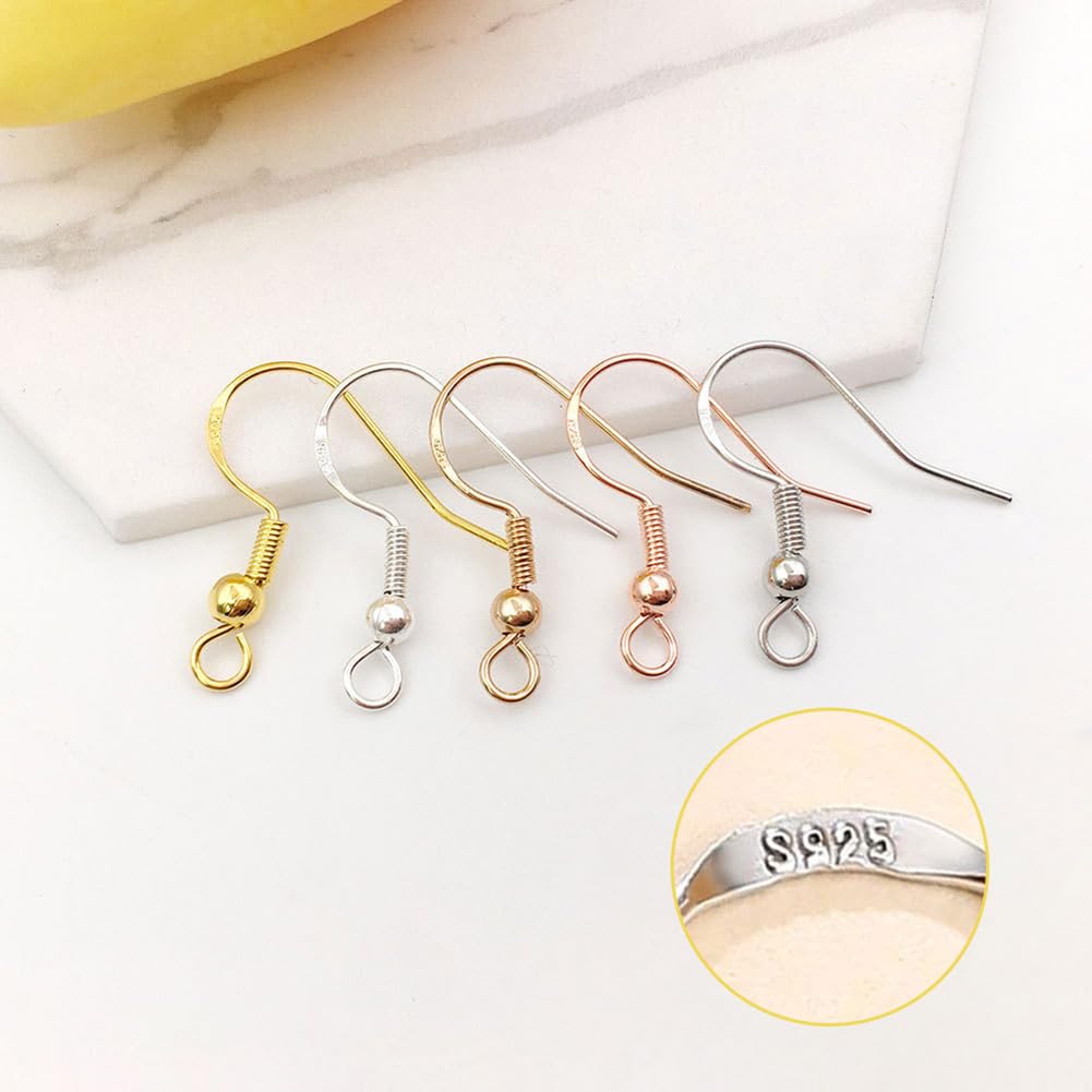 GSHLLO 100 Pcs Gold Earring Hooks Ear Wire Hooks Earring Fish Hook Connector Jewelry Earring Parts DIY Earring Findings Components