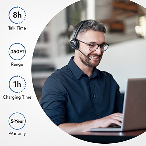 Leitner LH370 β Wireless DECT Office Headset with Bluetooth for Desk Phone, Computer and Bluetooth Device β Works with 99% of Landline Phones, PCs, and Cell Phones (USB, Phone Jack, and Bluetooth)