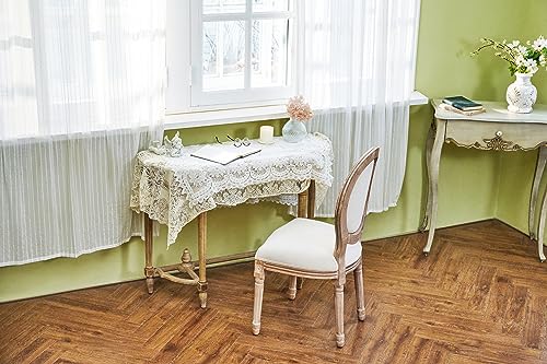 VONLUCE French Country Dining Room Chairs Set of 2, Farmhouse Fabric Chairs with Round Back, Solid Rubberwood Legs, Oval Side Chairs for Kitchen Bedroom Dining Room Beige