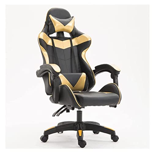 Comfort Office Chair Office Chair Ergonomic Desk Chair Height Adjustable Computer Chair Comfortable Armrest Gaming Chair Home Executive Chairs Firm Seat Cushion (Black+Gold)