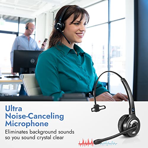 Leitner LH370 β Wireless DECT Office Headset with Bluetooth for Desk Phone, Computer and Bluetooth Device β Works with 99% of Landline Phones, PCs, and Cell Phones (USB, Phone Jack, and Bluetooth)