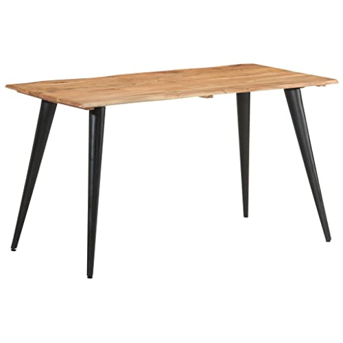YPWRENH Cocktail Table Farmhouse End Tables Dining Table with Live Edges 55.1"x23.6"x29.5" Solid Acacia Wood for Dining Room, Kitchen or Living Room