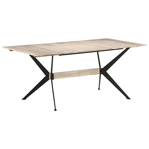 ULUYYUC Dining Table 70.9"x35.4"x29.9" Solid Mango Wood,Multifunctional Party Table Kitchen Tables Living Room Furniture Outdoor Table for Living Room, Kitchen, Backyard, Wedding