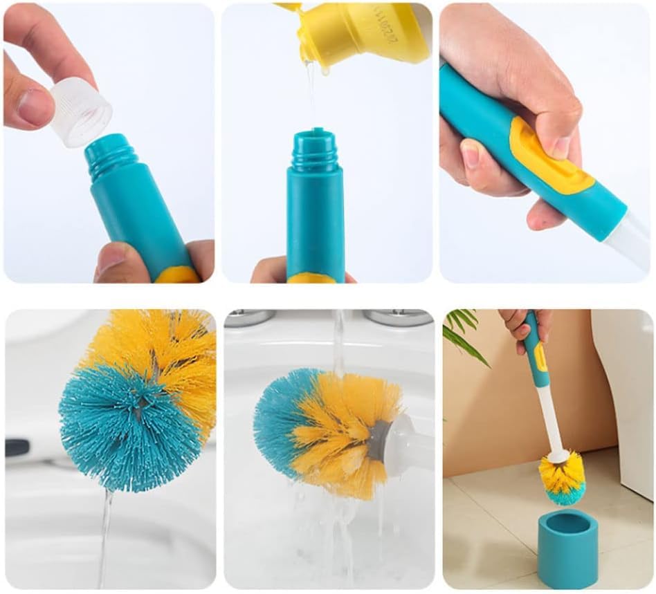 SAAKO Toilet Bowl Brush and Holder Set Home Toilet Brush Plastic Long Handle Hydraulic Toilet Cleaner Brush Bathroom Cleaning