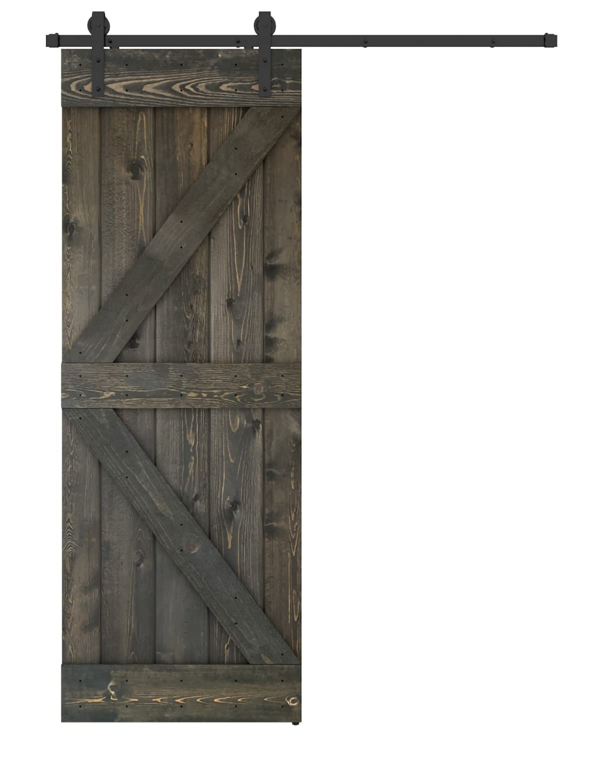 Sliding Barn Door 30 in x 84 in, Made-in-USA, Customizable Solid Wood Barn Door Included 5.25ft Hardware Kit and Pull Handle, Easy Assembly Dark Walnut, British K Series