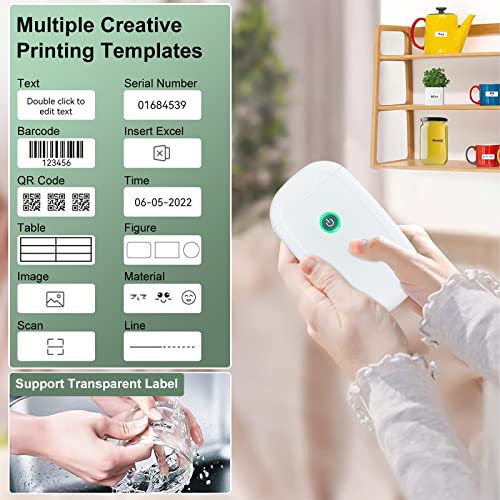 JENYNG Label Maker Machine with Tape,Portable Labeler Wireless Mini Thermal Label Printer for Home, Office,Shipping, Barcode, Mailing, Organizing, Label Maker with Multiple Templates USB Rechargeable