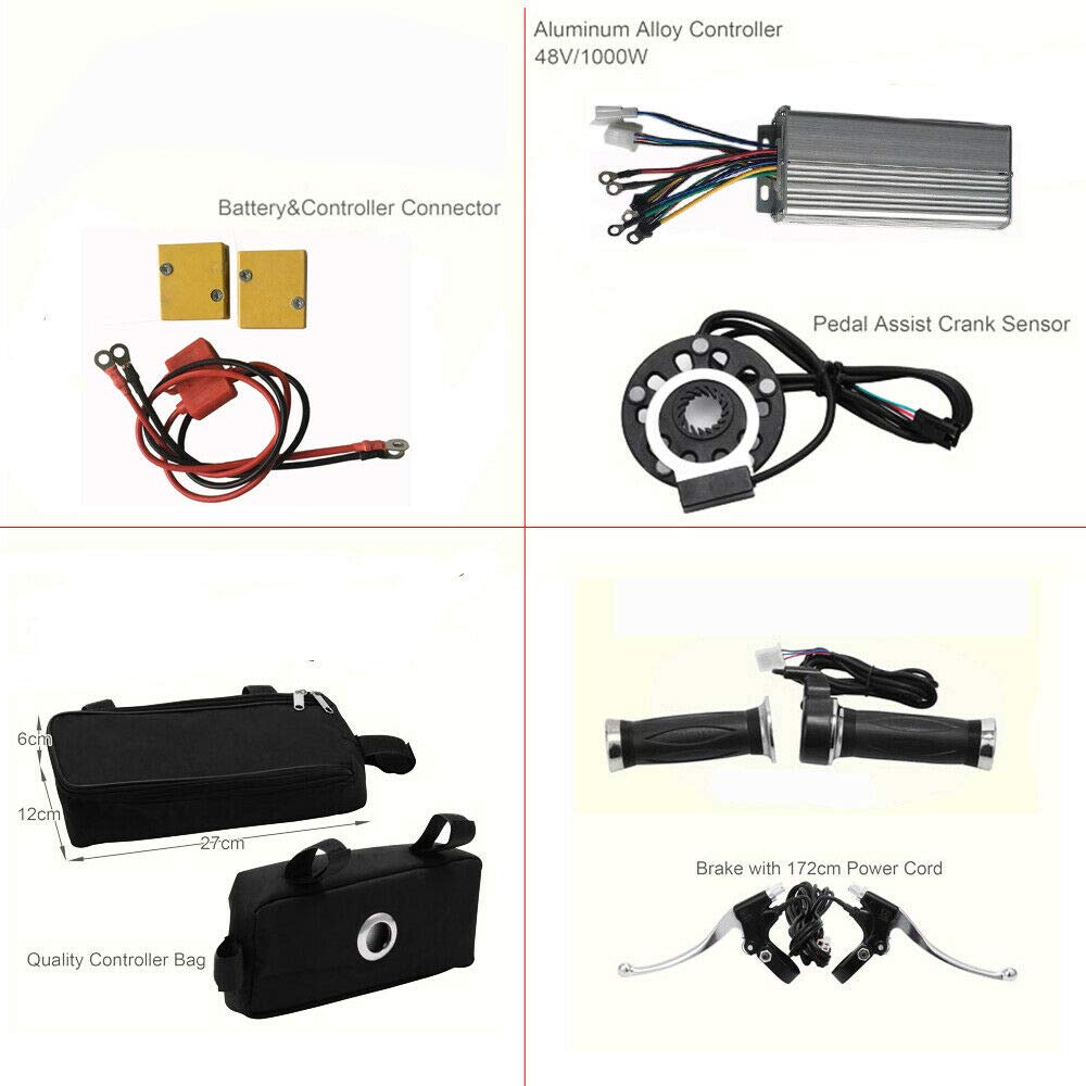 DCEHKR E-Bike Conversion Kits 48V Electric Bike Rear Hub Conversion Kit with Brushless Gearless Motor 1000W Electric Bicycle Conversion Kits Suitable for 28-inch Rear Wheel E-Bike