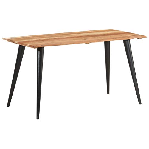 YPWRENH Cocktail Table Farmhouse End Tables Dining Table with Live Edges 55.1"x23.6"x29.5" Solid Acacia Wood for Dining Room, Kitchen or Living Room