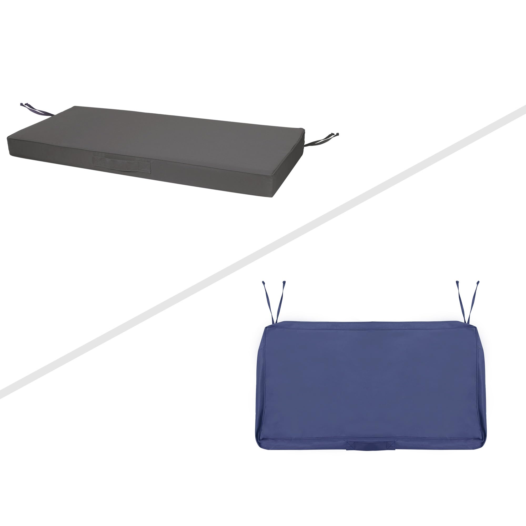 Faible Poisson Outdoor Bench Cushion and Replacement Cover, 60 x 18 Inch Waterproof Porch Swing Cushions with Handle and Anti-Slip Straps for Garden Patio Furniture