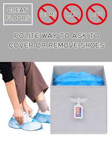 ECLAT Shoe Covers Box 12 Inch Storage Cubes- 1 Pack Foldable Shoe Booties Holder, Dispenser Bin for Guest, Homeowner, Realtor, Open House, Real Estate Agent Supplies, Light Gray