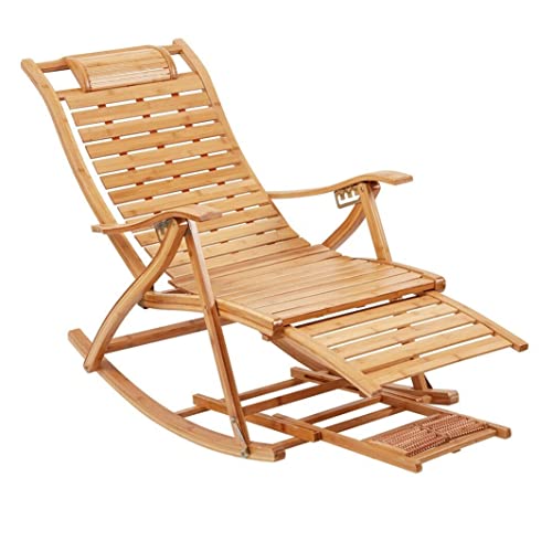MAXCBD Desk Chair Side Chairs Portable Rocking Chair Bamboo Living Room Porch Patio Balcony Armrest Chair Seat Dining Room Chair