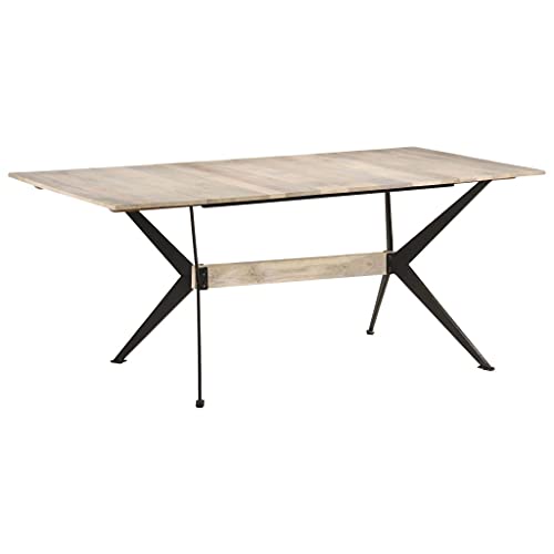 ULUYYUC Dining Table 70.9"x35.4"x29.9" Solid Mango Wood,Multifunctional Party Table Kitchen Tables Living Room Furniture Outdoor Table for Living Room, Kitchen, Backyard, Wedding