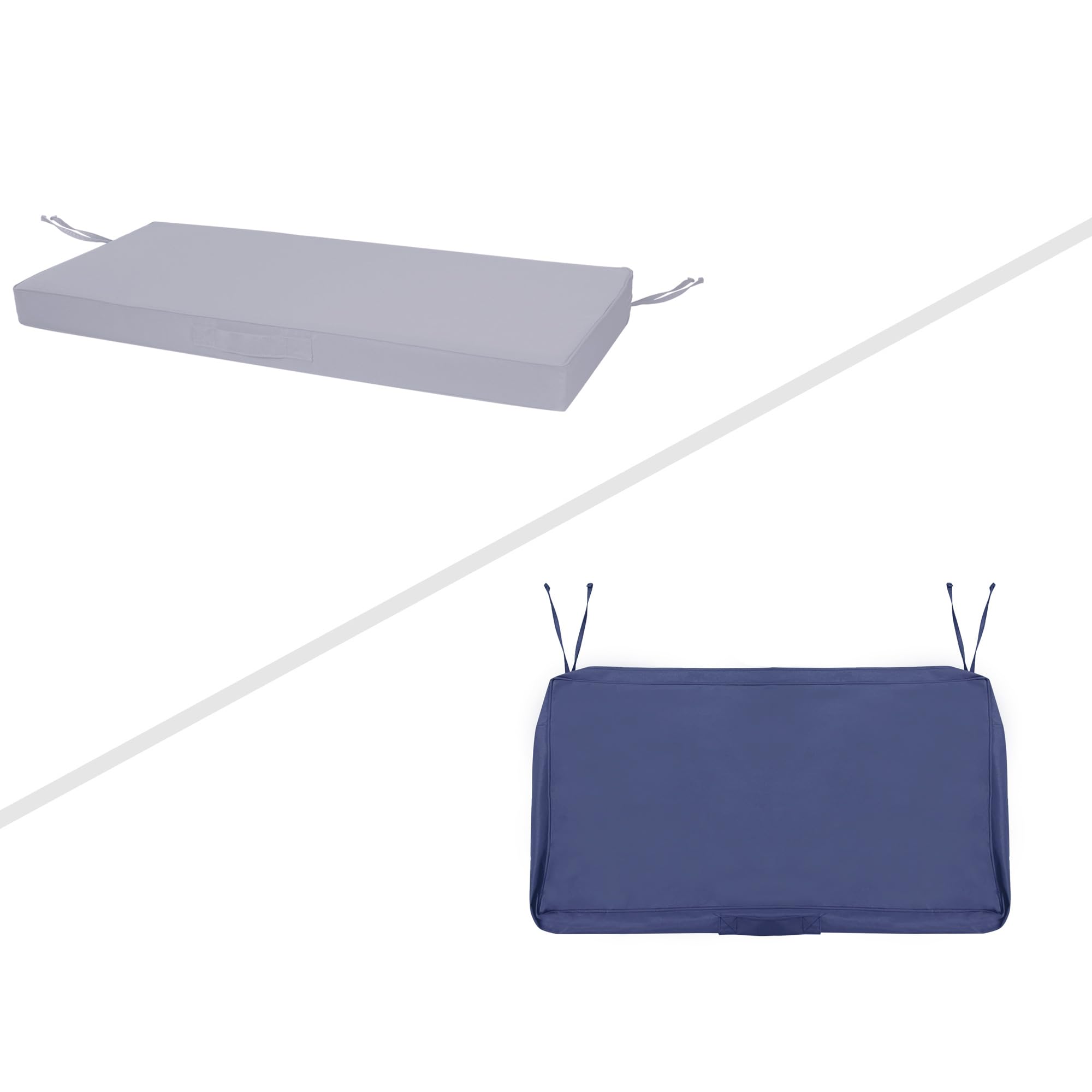 Faible Poisson Outdoor Bench Cushion and Replacement Cover, 42 x 18 Inch Waterproof Porch Swing Cushions with Handle and Anti-Slip Straps for Garden Patio Furniture