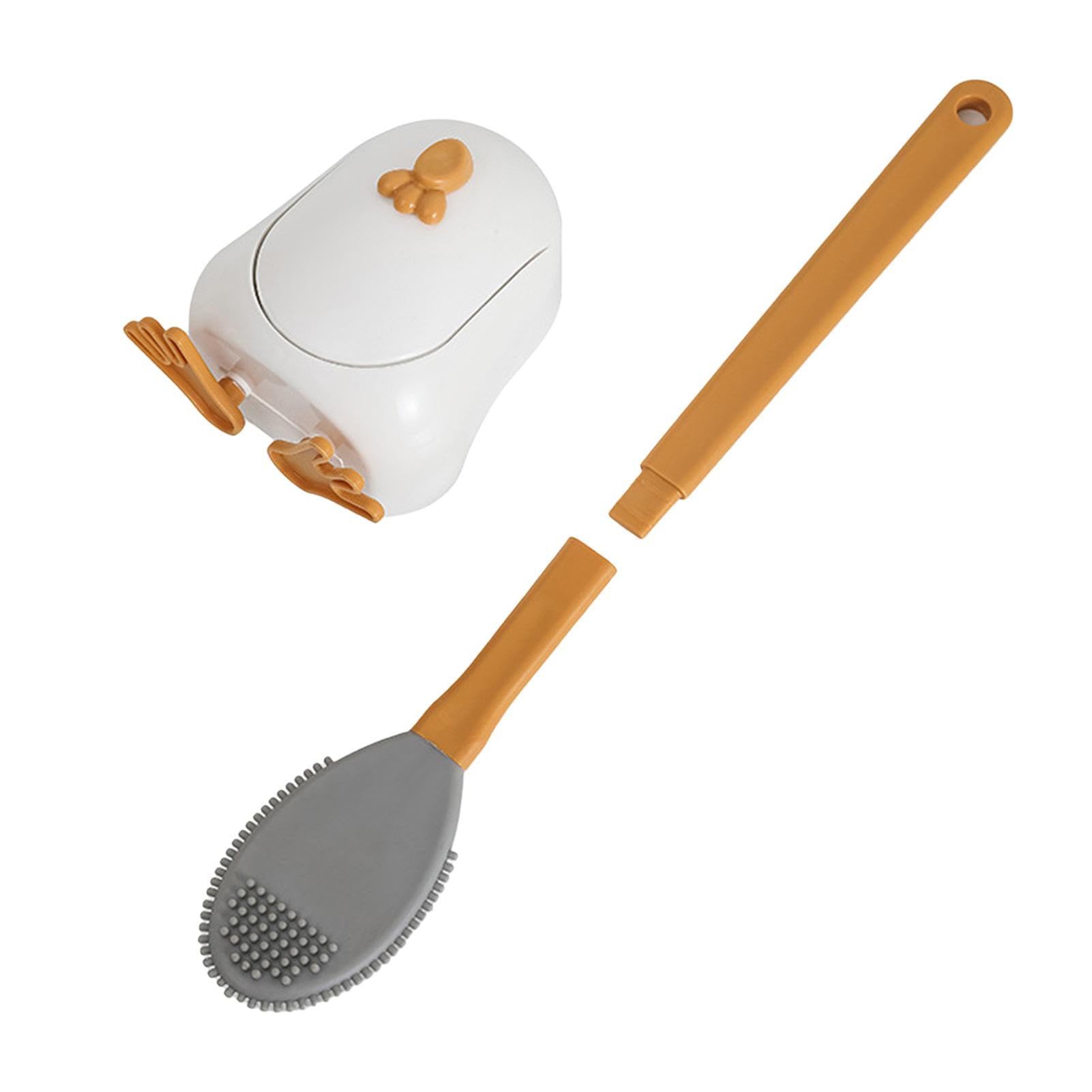 SBOJI Silicone Toilet Brush and Holder - Wall Toilet Wand Long Handle Toilet Cleaner Brush | Long Handle Silicone Toilet Bowl Brush Head with Soft Bristles for Wash Basin