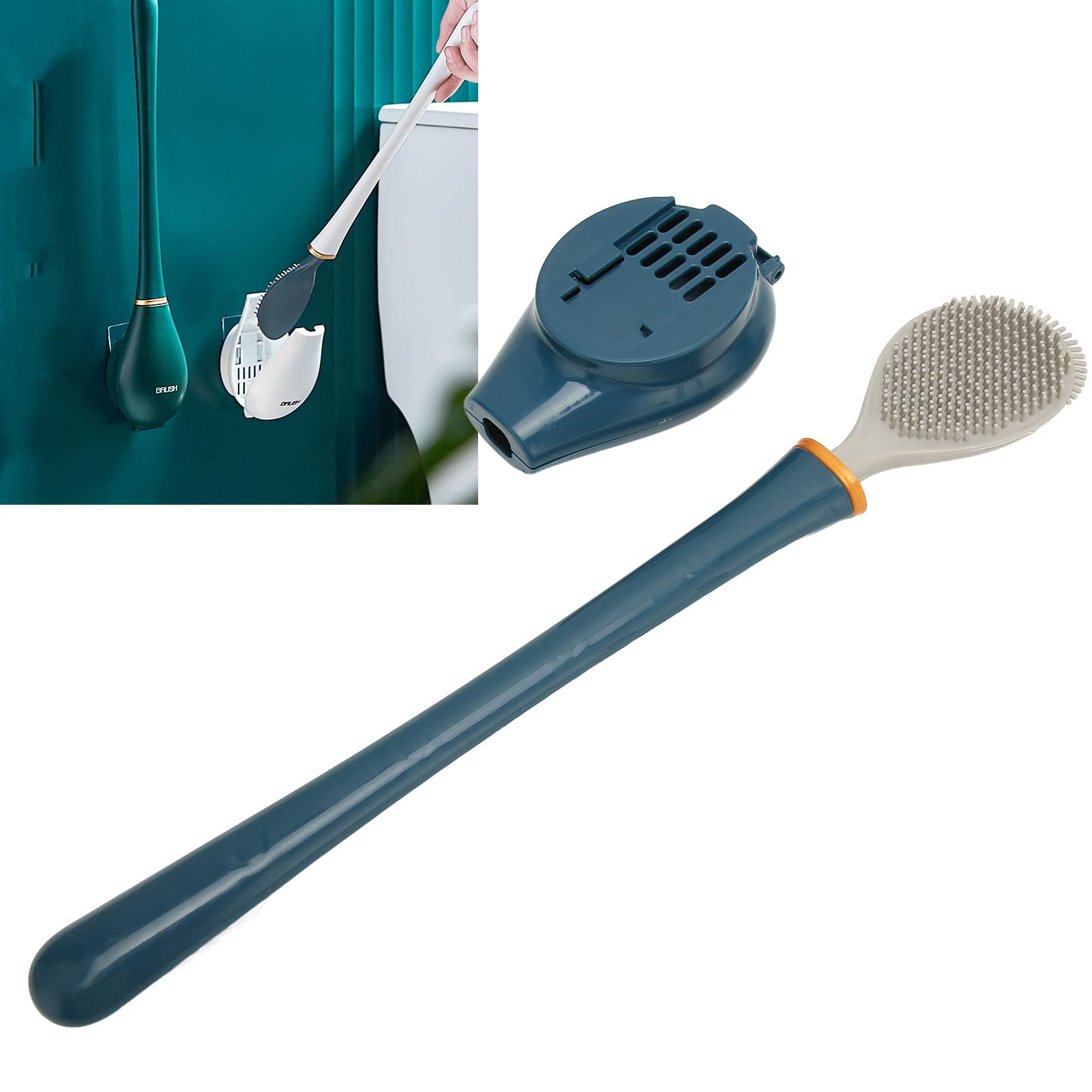 Psytfei Toilet Brush and Holder Toilet Bowl Cleaner Brush Set Wall Mounted Long Handle Bathtub Brush with Dust Cover for Bathroom Deep Cleaning