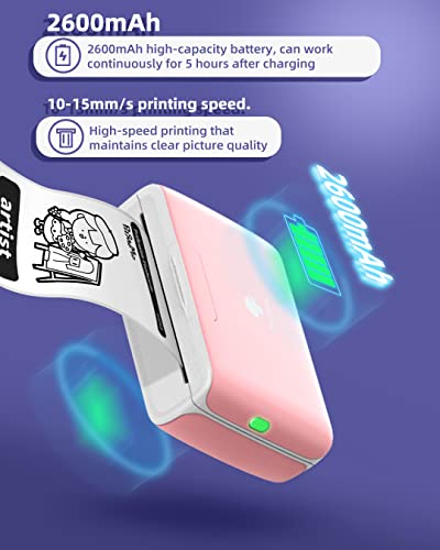 Phomemo M04S Portable Printer- Bluetooth Inkless Thermal Sticker Printer with 3 Rolls White Self-Adhesive Thermal Paper for Text, Notes, Memo, Photo, to-do List.