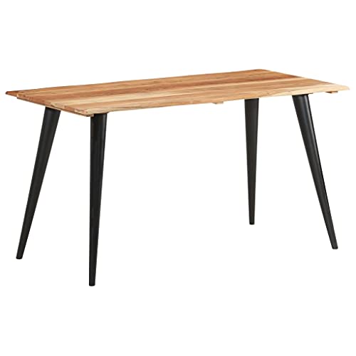 YPWRENH Cocktail Table Farmhouse End Tables Dining Table with Live Edges 55.1"x23.6"x29.5" Solid Acacia Wood for Dining Room, Kitchen or Living Room