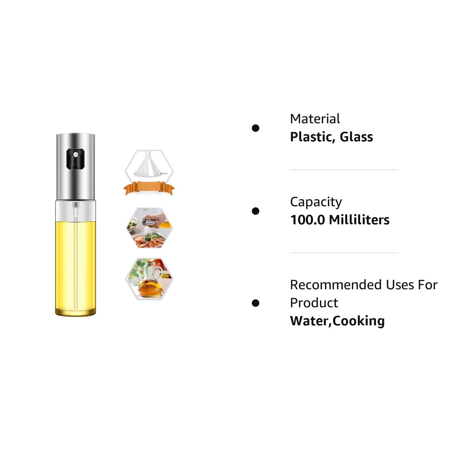 SENOZ Oil Sprayer for Cooking, Air Fryers, Salads, Barbecues - 360 Adjustable Nozzle, Plastic, 100ml