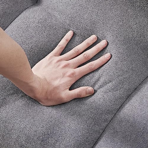 3 in 1 Convertible Linen Upholstered Tufted Futon Sofabed ,81-inch Modern Oversized Functional Loveseat Sofa Convertible Sleeper Couch Bed with Split Backrest ,2 Pillows and Wood Legs for Living Room