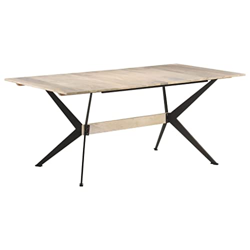 ULUYYUC Dining Table 70.9"x35.4"x29.9" Solid Mango Wood,Multifunctional Party Table Kitchen Tables Living Room Furniture Outdoor Table for Living Room, Kitchen, Backyard, Wedding