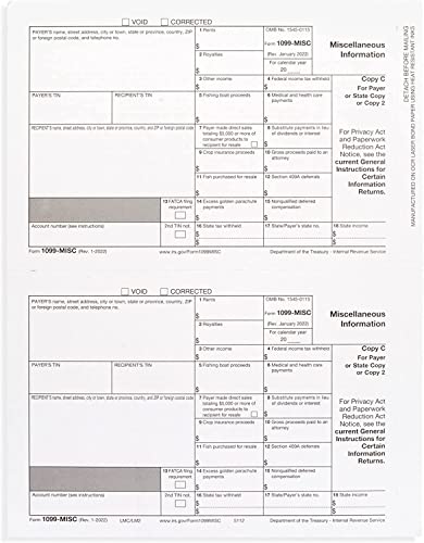 1099 Misc Forms 2022, 4 Part Laser Tax Forms Kit for 25 Vendor with 25 Self-Seal Envelopes, Designed for QuickBooks and Accounting Software