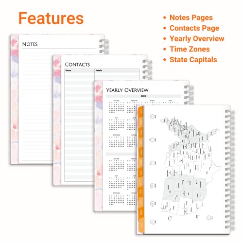 CRANBURY 2023 Planner Weekly Monthly (6x8.25", Watercolor), 2023 Small Planner Book, 8 x 6 Agenda Book, Yearly Calendar Planner, Monthly Tabs, Bookmark, Notes, Bonus Pocket, Stickers