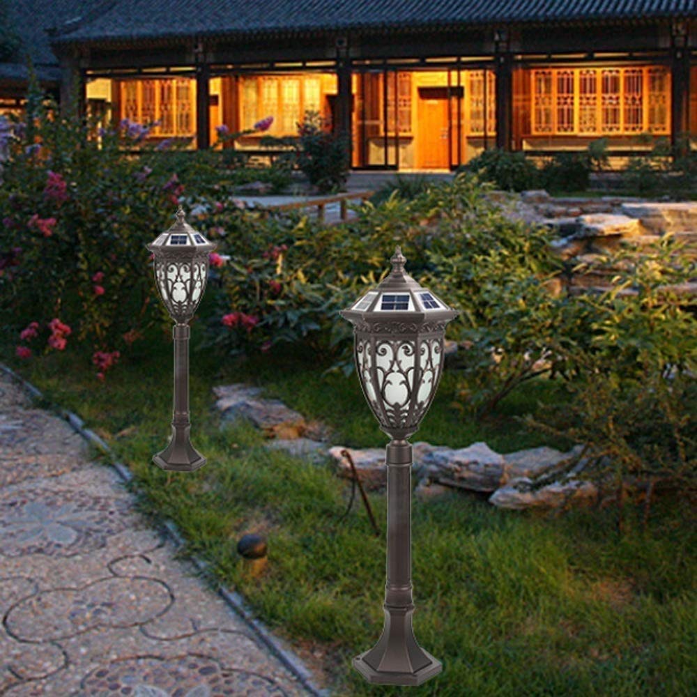 Lights Outdoor IP65 Waterproof Rainproof Victoria Solar LED Post Pillar Column Light European Antique Community Park Street Pole Light Villa Garden Landscape Lighting Fixture E27 Edison Stadium