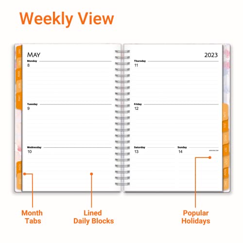 CRANBURY 2023 Planner Weekly Monthly (6x8.25", Watercolor), 2023 Small Planner Book, 8 x 6 Agenda Book, Yearly Calendar Planner, Monthly Tabs, Bookmark, Notes, Bonus Pocket, Stickers