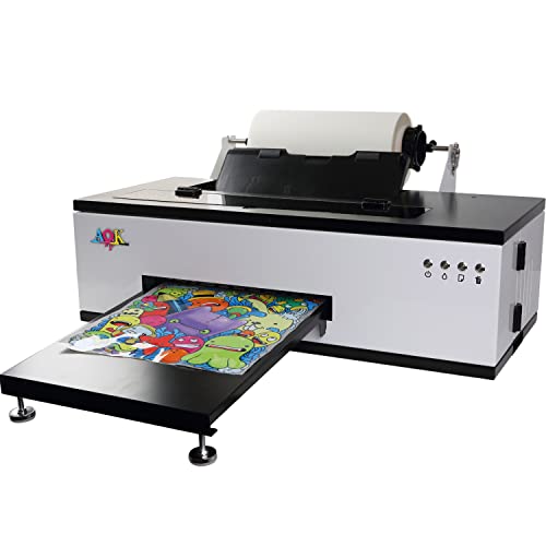 A3 Continuous DTF Printer & Powder Shaker Dryer White Ink Stirring System L1800 for Fabrics, Leather, Toys, Swimwear, Handicrafts, T Shirt, Other(6X 100ml Ink+1roll Film+Powder)