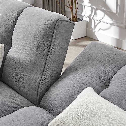 3 in 1 Convertible Linen Upholstered Tufted Futon Sofabed ,81-inch Modern Oversized Functional Loveseat Sofa Convertible Sleeper Couch Bed with Split Backrest ,2 Pillows and Wood Legs for Living Room