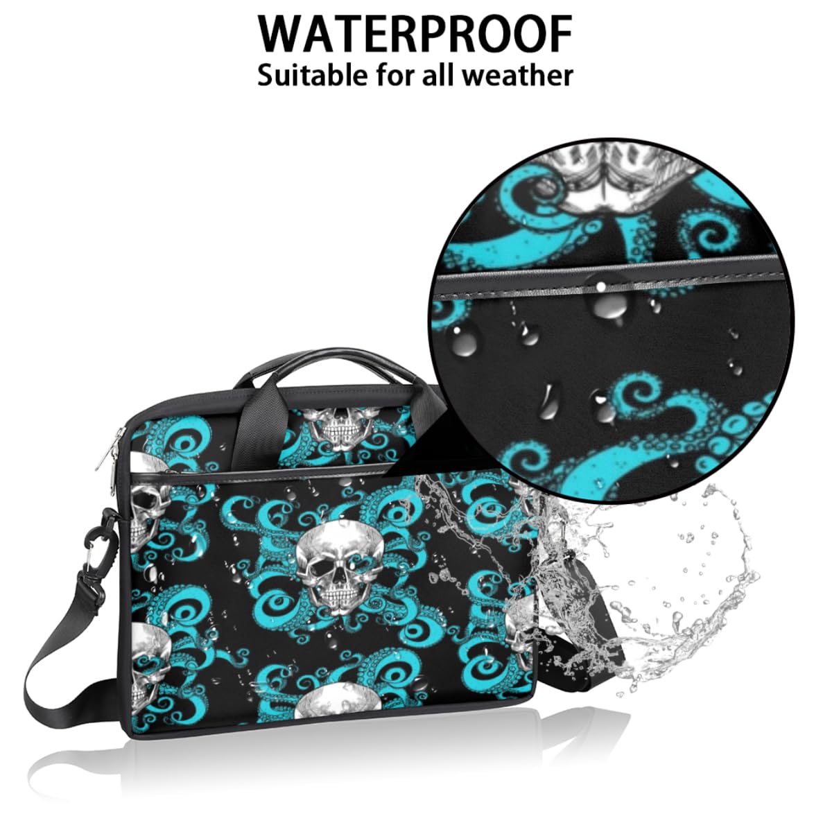 Skull Octopuses Laptop Bag 13-15 Inch Laptop Case Lightweight Computer Briefcase Messenger Bag for Women Men