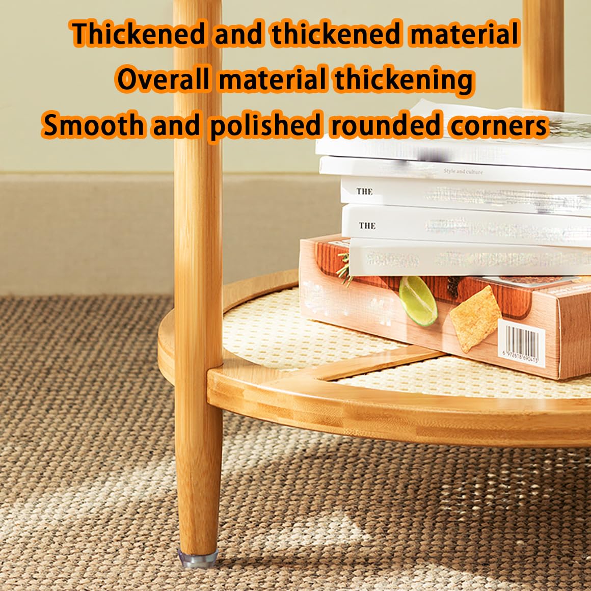 CUPKEE Bamboo Round Side Table, Glass End Tables, Double Layer Large Capacity Coffee Table with Storage for Living Room, Balcony, Bedroom