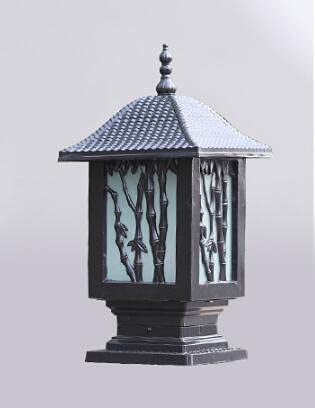 PAEUREU European Victoria Villa Garden Gate Glass Lantern Pillar Lights Outdoor Antirust Waterproof Post Lights Lawn Vintage Pathway Stigma Lamp Square Streetlight Floor Pedestal Lamp E27 Decor