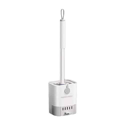 SAAKO Toilet Bowl Brush Round Brush Head Toilet Brush with Ventilation Holder and Long Ergonomic Handle Toilet Cleaner Brush